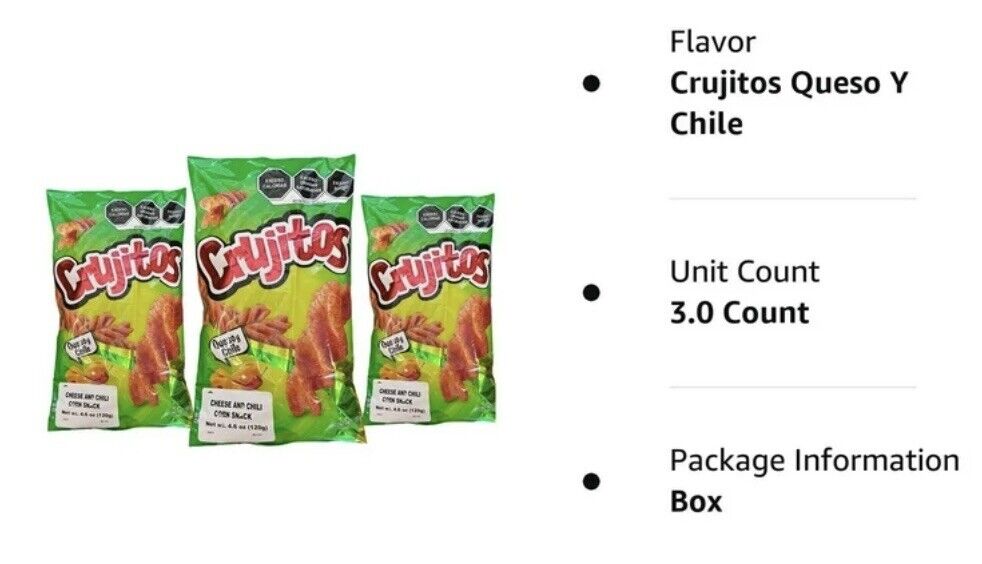 Sabritas Crujitos Queso y Chile BIG 120g 3 Pack papas snack Mexican ch ...