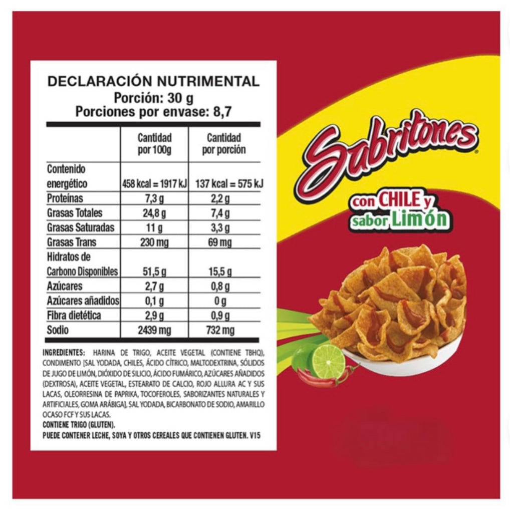 Sabritas Sabritones Chile y Limon Chicharrones Mexican Chips BIG 160g ...